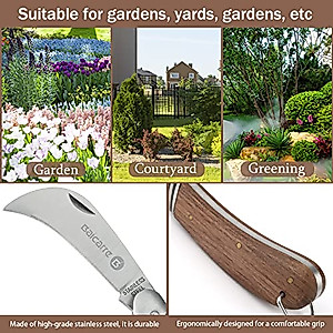 BaiCarre Pruning Knife,Folding Garden Knife,Stainless Steel Grafting Knife,Garden Budding Pocket Knife for Grafting Multi Cutting Tool, Weed Bushes Branches Mushroom Diggig Weeding Knife
