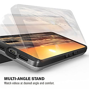 VENA vCommute Wallet Case Compatible with Google Pixel 7 Pro (2022), (Military Grade Drop Protection) Flip Leather Cover Card Slot Holder with Kickstand - Space Gray