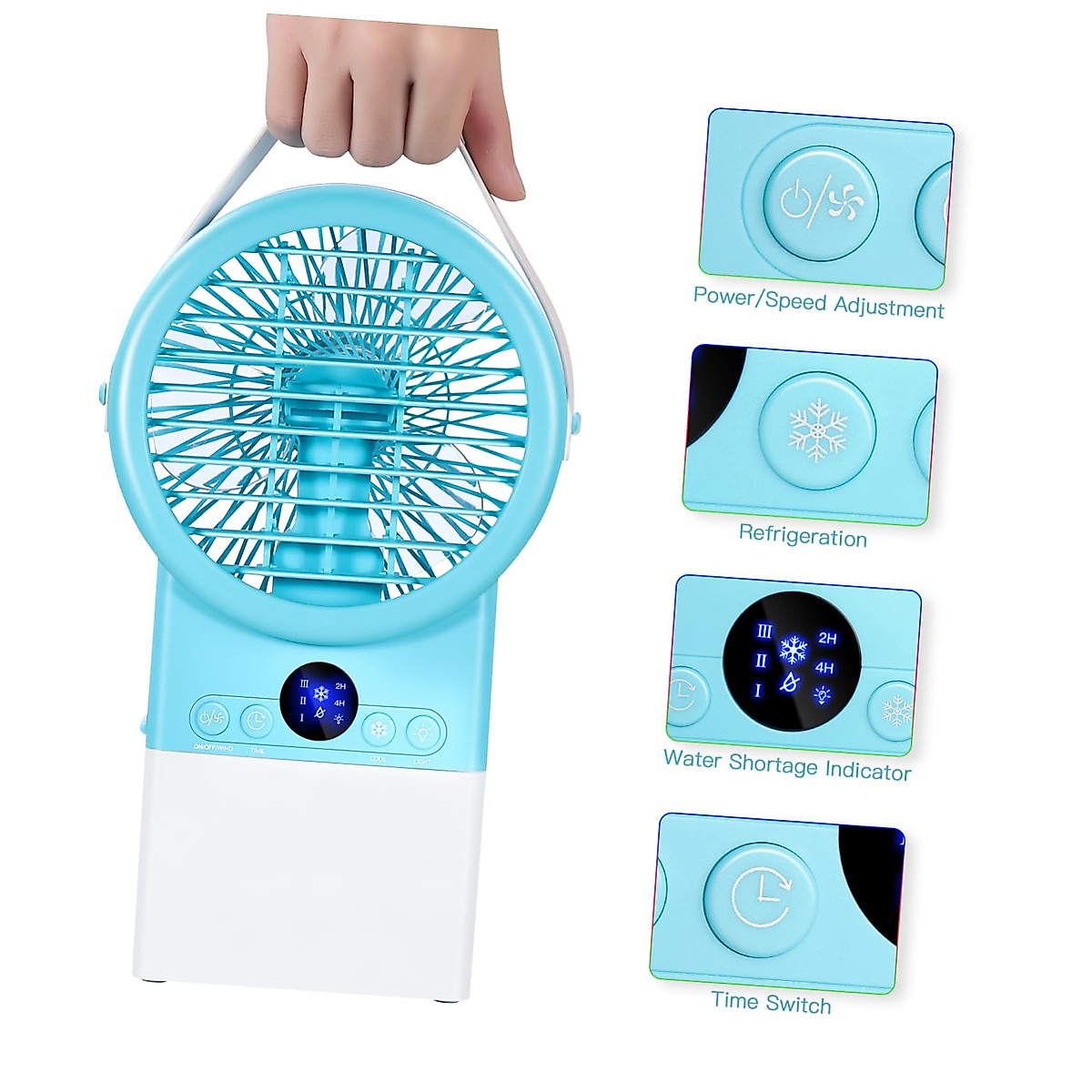 IMIKEYA Portable Air Conditioner, Personal Mini Air Conditioner with Timing, Evaporative Air Cooler, 7 Colors Light, 3 Speeds Quiet Portable AC, Desk Air Conditioner Fan for Personal Home Office