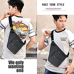 Strangefly Slim Sling Bag Anti-Theft Personal Pocket Bags Chest Side Body Backpack Compact Small Single Crossbody Shoulder Daypacks for Men Women (Black)