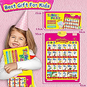 Electronic Interactive Alphabet Poster for Kids Learning Toys for Toddlers Ages 3-5 Educational Preschool Poster ABC Alphabet Poster Mother's Day Birthday Easter Party Gift for Boys Girls