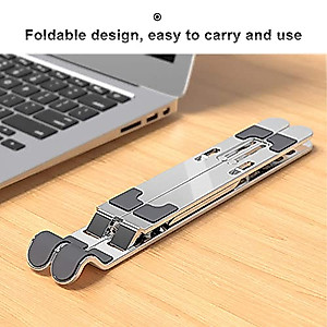 Tynctway Laptop Stand, Adjustable Computer Holder Aluminum Riser, Non-Slip Metal Compatible with MacBook Air Pro Foldable Portable Tablets Holder for 10" to 15.6" Notebook Computer (Silver)