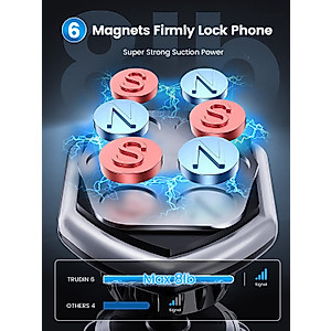 TRUDIN Magnetic Phone Holder for Car 2022 Upgraded,【Ultra Sturdy Vent Hook】 Hands-Free Car Phone Holder Mount【Sharp Turns & Bumpy Roads Friendly】 Compatible with iPhone, Samsung, All Smartphones