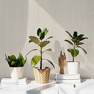 TANONE 17.7" X 276" Faux Grasscloth Imitation Cloth Textured Wallpaper Self-Adhesive Removable Peel and Stick DIY Wallpaper Vinyl Film Solid Color Wallcovering for RV Furniture