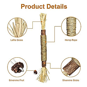 ELOPAW 3 Pack Silvervine Sticks Cat Toys for Indoor Cats Interactive Silvervine for Cats Catnip Toys for Indoor Cats Chew Toy for Cat Teeth Cleaning Kitten Teething