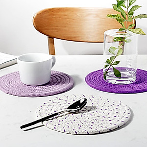 ELANE 6 Pcs Cotton Hot Pads Pot Holders for Kitchen Heat Resistant,Kitchen Hot Pads for Table，7 inch