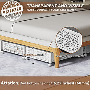 Under Bed Storage, Under the Bed Storage Containers with Wheels, Under Bed Shoe Storage Organizer Drawer for Bedroom Clothes Shoes Blankets -2Pack