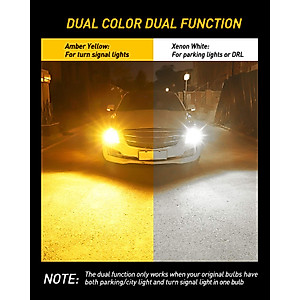 AUXITO White and Amber Dual Color Switchback 3157 3155 3457 4157 LED Bulbs with Projector 3030 Chipsets for Car Turn Signal Lights Parking Lights, (Pack of 2)