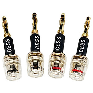 CNCESS CESS-187 Banana Plug Connect to Spade Fork Plug Speaker Cable Adapter, 4 Pack