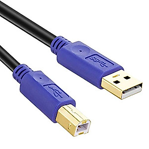 Printer Cable 20Ft, TanGuYu 20Feet Hi-Speed USB 2.0 Type A Male to Type B Male Printer Scanner Cable for HP, Canon, Lexmark, Epson, Dell, Xerox, Samsung etc