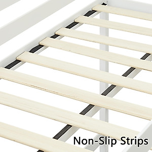 Metal Loft Bed Twin Size, Twin Loft Bed with Desk and Bench, Twin Size Loft Bed Turn into Twin Bunk Beds, Twin Loft Bed with Ladder and Full-Length Guardrail(Cushion Sets are Free), Twin White