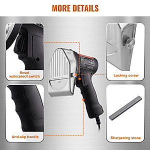 VEVOR Electric Shawarma Knife,Professional Turkish Kebab Knife, Commercial Stainless Steel Gyro Cutter, Doner Kebab Meat Slicer with 2 Blades, Φ4/100mm Blade Diameter, 0-8mm Adjustable Thickness