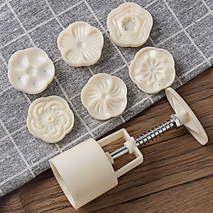 Cookie Stamp Moon Cake Mold Stamps, Cookie Press Mid Autumn Festival DIY Decoration Press Cake Cutter Mold (50g 6pcs Stamps)