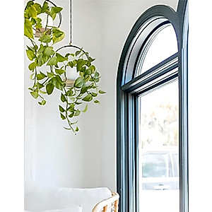 Dravmola Plant Hanger with Wood Base - Boho Macrame Hanging Plant Holder for Indoor Plants Hanging Planter for Wall/Window/Room Decor Black (Pot & Plant Not Included)