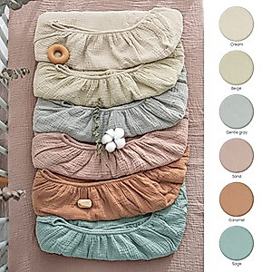 Lulumoon Muslin Mini Crib Sheets - Pack n Play Sheets Fitted for Baby - 24"x 38" Sand