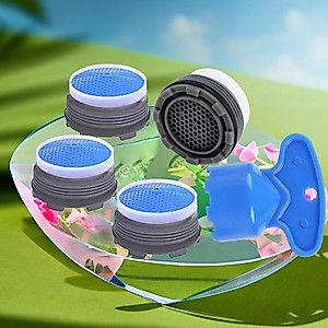 4PCS Faucet Cache Aerator and 1PCS Key, 21.5mm Water Saving Flow Restrictor Set Replacement Parts for Kitchen High Speed Bathroom Sink (1.8GPM)
