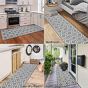HEBE Indoor Door Mat Runner 20"x59" Non Slip Front Door Welcome Mats Washable Shoe Mats Dirt Trapper for Entryway Low Profile Kitchen Carpet for Entrance Hallways Entrance Mat for Dogs