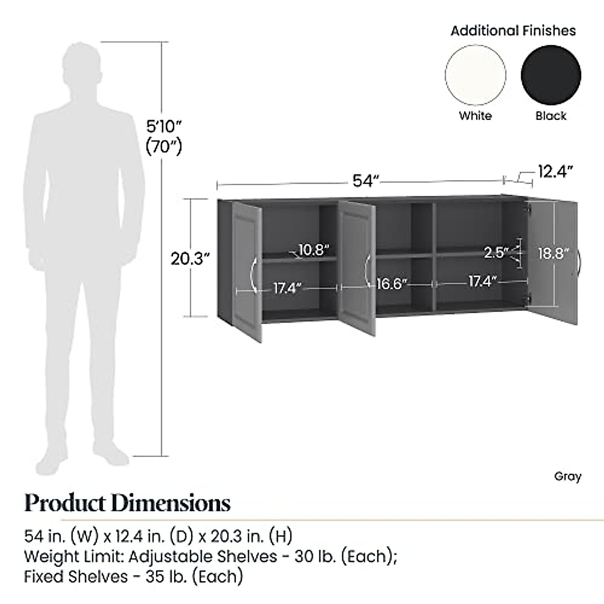SystemBuild Kendall 54" Wall Cabinet in White