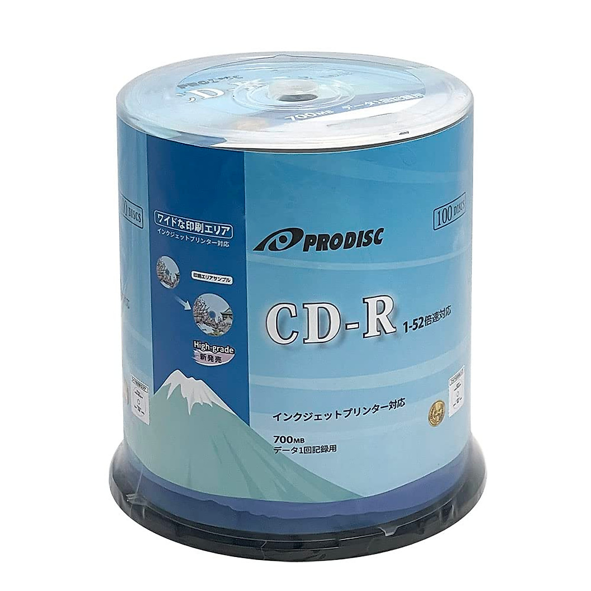 Prodisc CD-R 700MB 52X White Inkjet Hub Printable Recordable Media Disc - 100 Discs (Japanese Limited Edition) Blank CDs, CD-R Discs for Music and Data, Writable CDR, 100 Pack