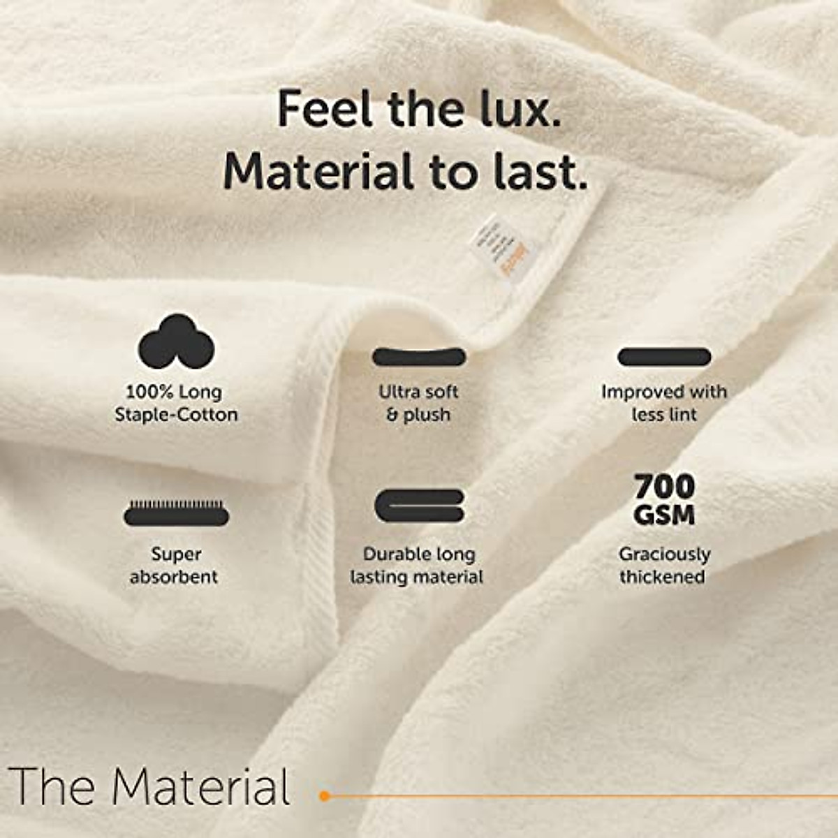 Joluzzy Hand Towel Set, (20 x 30 Inches) 100% Long-Staple Cotton - Extreme Soft / Plush / Thick - High Absorbent - Luxury Hotel Quality -  Ivory Hand Towel / Hair Towel - Set of 2