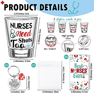FoldTier 48 Pieces Nurse Gifts Include 12 Nurse Shot Glasses 1.8 Oz 12 Keychains 12 Gift Bags 12 Cards Nurse Appreciation Gifts for Nursing Students Graduation Gift Funny Birthday Presents School Gift