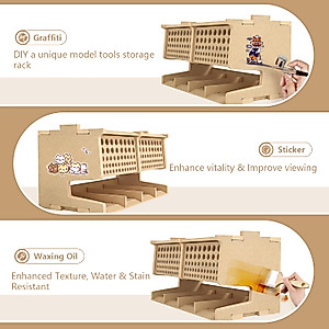 Bucasso Model Tool Storage Rack with 60 Holes, Wooden Paint Organizer, MDF Material, Tool Storage, Brush Storage, Craft Supplies Storage, Brush/Tool Holder, GK6