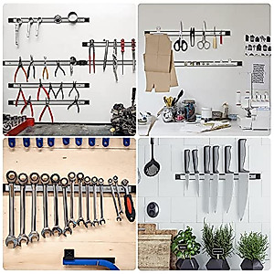 Rechabite 6 Pieces 12" Magnetic Tool Holder Strip, Stainless Steel Surface Tool Magnet Bar, Metal Tool Organizer Rack for Garage Organization, Easy To Install in Workshop, Mounting Screws Included