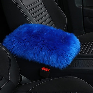 Forala Auto Center Console Pad Fluffy Coral Fleece Car Armrest Seat Box Cover Protector Universal Fit (Z-Blue)