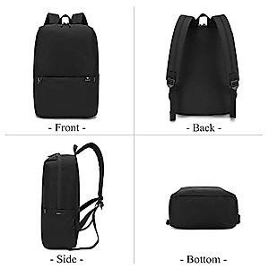 Lightweight School Backpack, Casual Daypack Travel Padded Backpack Waterproof Bookbag with Pockets, 16.5 inch, Black