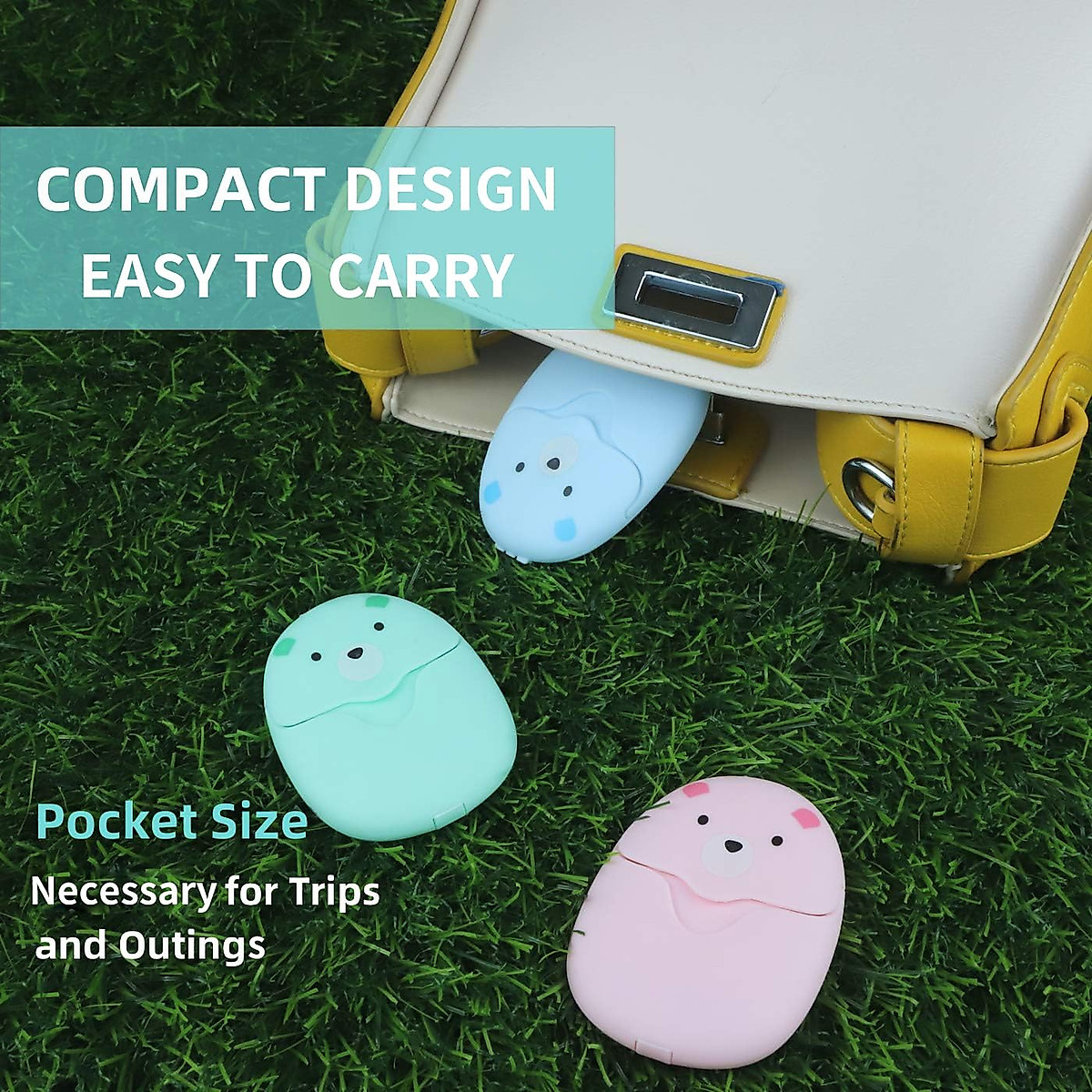 BAIKAFU 6 Boxes (300 Sheets) Mini Portable Disposable Travel Paper Soap Sheets Foaming Hand Washing Bath Scented hand soap for Indoor, Outdoor, Travel, Camping Hiking