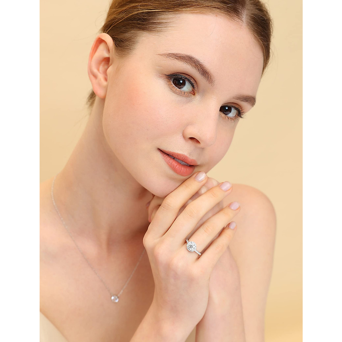 EAMTI 1.25CT 925 Sterling Silver Rings Round Halo CZ Engagement Rings for Women Cubic Zirconia Wedding bands Promise Rings for Her Size 6