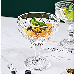Dicunoy 6 Pack Glass Ice Cream Bowls, 8 OZ Footed Dessert Cups, Clear Crystal Mousse Dishes, Coupe Salad Bowls for Fruit, Sundae, Snack, Cocktail, Condiment, Trifle, Individual Serving