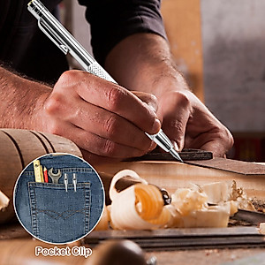 2Pcs Tungsten Carbide Tip Scriber With 12 Replacement Marking Tip, Aluminium Magnet Carbide Scribe Tool Etching Pen With Clip, Metal Engraving Pen for Glass / Ceramics / Hardened Steel / Metal Sheet