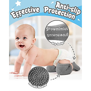 BOSONER Baby Crawling Anti-Slip Knee and Anti Slip Baby Boys Girls Socks Best Infant Gift, Unisex Baby Toddlers Kneepads (Black Dark Grey)