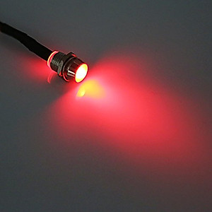 Haosie 4Pcs 12v Green LED Lights Indicator Lights, Flat Head Indicator Signal Lamp with 230mm Cable Length Metal LED Indicator Light for Car Trucks Boats(Red)