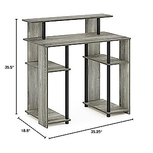 Furinno JAYA Simple Design Computer Writing Desk, French Oak Grey/Black