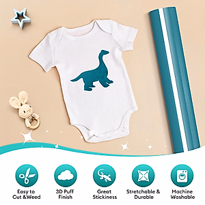 TransWonder Gold Puff Vinyl Heat Transfer - 3D Puff Heat Transfer Vinyl HTV Puff Vinyl 12" x6' for Heat Press T Shirts Compatible with Cricut Air or Maker (Gold)