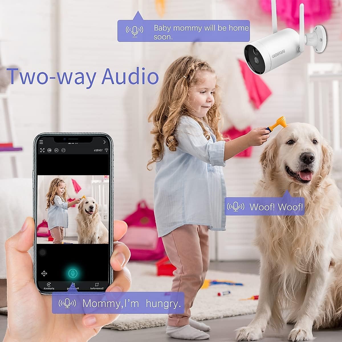 《 Two-Way Audio & Truly Wireles》 Outdoor Solar Powered Rechargeable Battery Camera, Surveillance WiFi Camera with Solar Panel, Security Home IP Camera, PIR Motion Detection, Waterproof, Night Vision