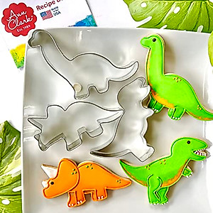 Dinosaur Cookie Cutters 3-Pc. Set Made in USA by Ann Clark, T-Rex, Brontosaurus, Triceratops