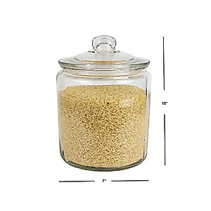 Home Basics Large Kno Renaissance Collection Glass Jar Round Container with Easy Grab Knob Handles (Clear) for Kitchen, Bathroom, Laundry, Craft, Office