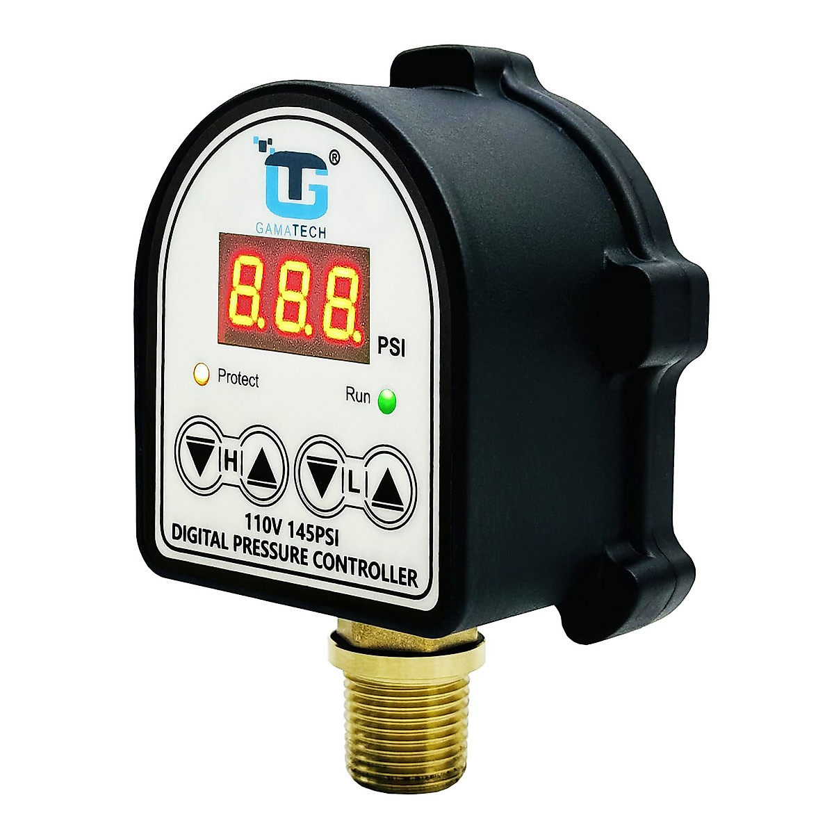 GamaTech Pressure Switch for Water Pump and Air Pump, Digital Adjustable Pressure Controller, 110V, 0-145 Psi, 1/2" Male Npt