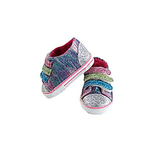 American Fashion World Rainbow Glitter Sneakers for 18-Inch Dolls | Premium Quality & Trendy Design | Dolls Shoes | Shoe Fashion for Dolls for Popular Brands