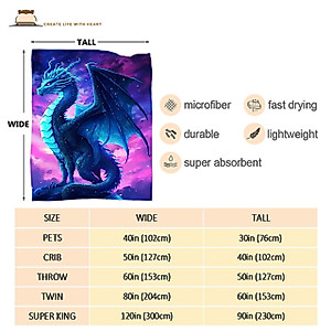 Dragon Blanket Blue Dragon Blanket Gift for Woman Man Girls Boys Dragon Gift for Dragon Lovers Soft Flannel Blue Dragon Blanket for Living Room Sofa Couch Decor 40"x50"for Kids/Children