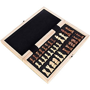 BIENKA MKVRS Chess Chess Set Chess Board Folding Wooden Chess Game Board with Felt Game Board Inside Portable Travel Folding Board Game for Kids Adults Chess Set Chessboard