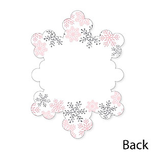 Big Dot of Happiness Pink Winter Wonderland - Shaped Thank You Cards - Holiday Snowflake Birthday Party and Baby Shower Thank You Note Cards with Envelopes - Set of 12