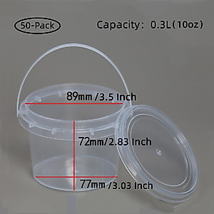 Lobergel 50pack 10oz Slime Containers,300ml Empty Slime Containers with Water-Tight Lids and Handle,Plastic Storage Jars Mini Storage for DIY Slime Making, Candy, Beads, Art Crafts, Lotion