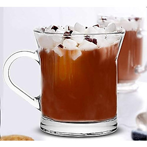 Vikko Glass Coffee Mugs, 10 Ounce Coffee Cup For Tea, Cider, Hot Chocolate and More, Microwave and Dishwasher Safe, Set of 6 Coffee Mugs