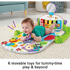 Fisher-Price Baby Portable Chair Sit-Me-Up Floor Seat with Toys and Machine Washable Seat Pad + Fisher-Price Baby Playmat Deluxe Kick & Play Piano Gym with Musical Toy Lights & Smart Stages Learning