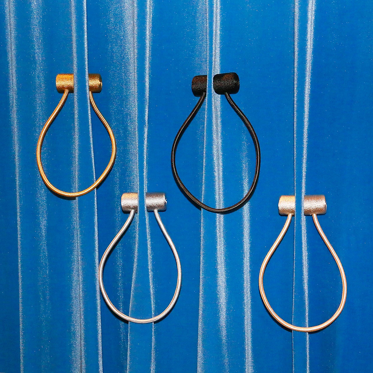 2 Pack Magnetic Curtain Tiebacks, The Most Convenient Drape Tie Backs,European Style Decorative Weave Rope Curtain Holdbacks Holder for Window Sheer Blackout Drapries Office, 16 inch(Silver Grey)