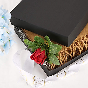 JINMING 6 Extra Large Gift Boxes with Lids 17x11x2.5 Inches Christmas Gift Wrap Boxes, Black Cloth Gift Boxes, Apparel Gift Boxes for Thanksgiving Day